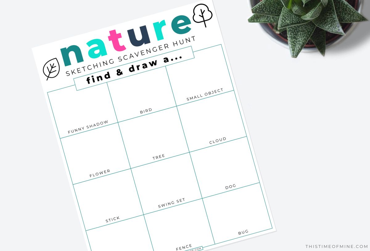 Find and Sketch Nature Scavenger Hunt For Kids - This Time of Mine